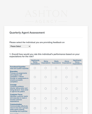 Agent Performance Evaluation Form Template | Jotform
