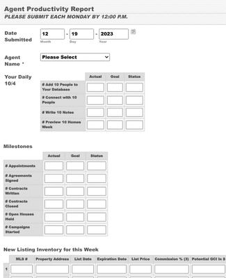 Agent Productivity Report Form Template | Jotform