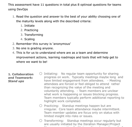 Agile Maturity Assessment Form Template | Jotform