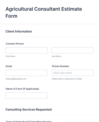 Agricultural Consultant Estimate Form Template | Jotform