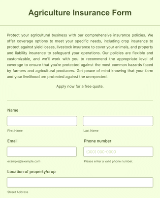 Agriculture Insurance Form Template | Jotform