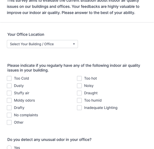 Air Quality Survey Form Template | Jotform