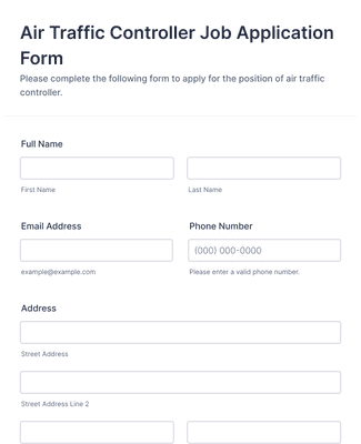 Air Traffic Controller Job Application Form Template | Jotform