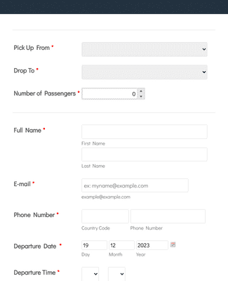 Airport Transfer Booking Form Template | Jotform