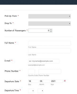 Airport Transfer Booking Form Template | Jotform