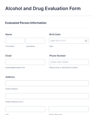 Alcohol and Drug Evaluation Form Template | Jotform