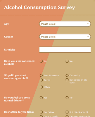 Alcohol Consumption Survey Form Template | Jotform