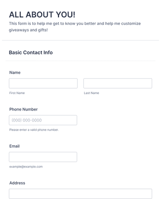 All About You Form Template | Jotform
