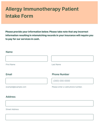 Allergy Immunotherapy Patient Intake Form Template | Jotform