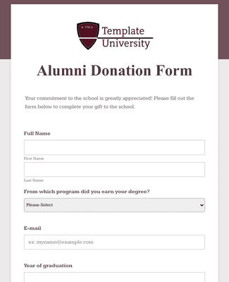 Alumni Donation Form Template | Jotform