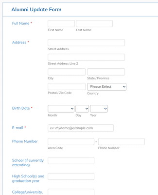 Alumni Update Form Template | Jotform