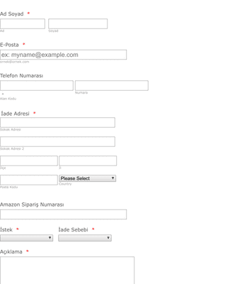 Amazon Sipariş İade Form Şablonu | Jotform