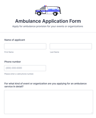 Ambulance Application Form Template | Jotform