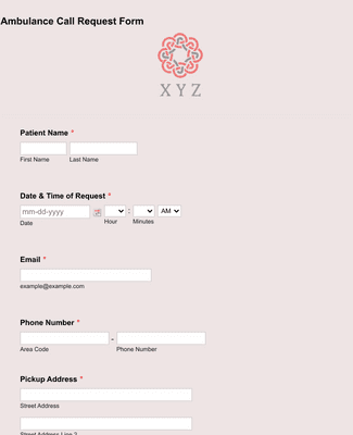 Ambulance Call Request Form Template | Jotform
