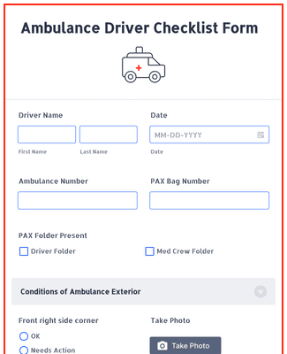 Ambulance Driver Checklist Form Template | Jotform