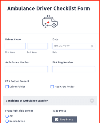 Ambulance Driver Checklist Form Template | Jotform