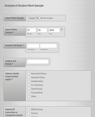 Analysis of Student Work Sample Form Template | Jotform