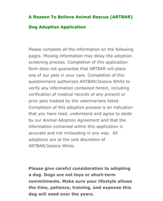 Animal Adoption Application Form Template | Jotform