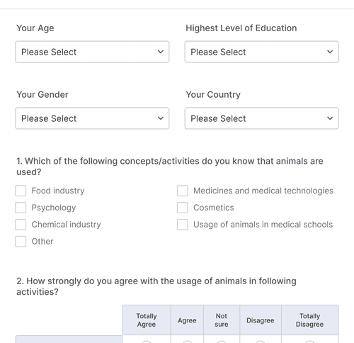 Animal Testing Survey Form Template | Jotform