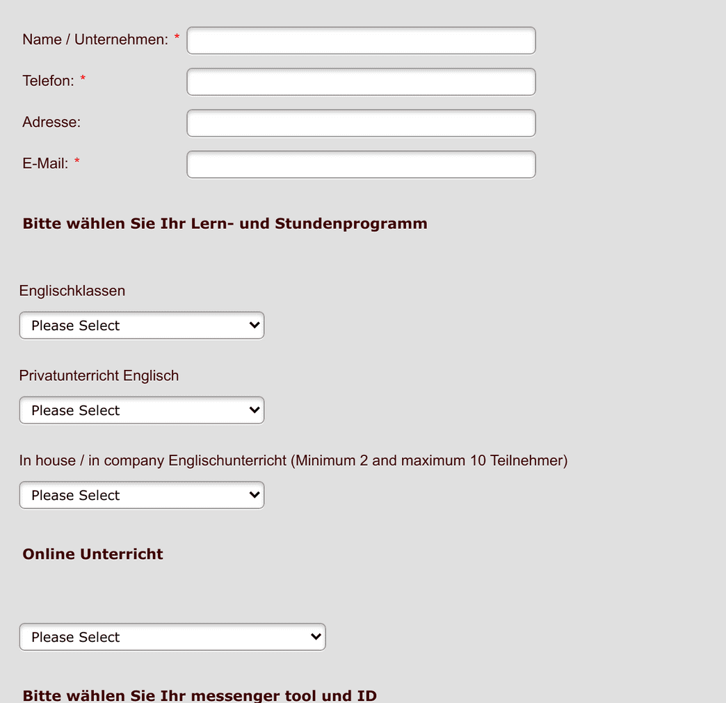 Anmeldeformular Englisch Lernprogramme Formularvorlage | Jotform