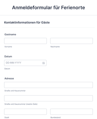 Anmeldeformular für Ferienorte Formularvorlage | Jotform