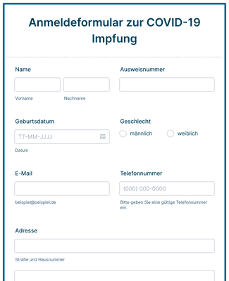 Anmeldeformular zur COVID-19 Impfung Formularvorlage | Jotform