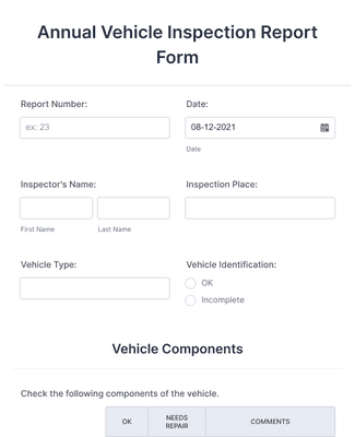 Annual Vehicle Inspection Report Form Template | Jotform