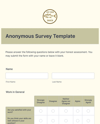 Anonymous Survey Template Form Template | Jotform