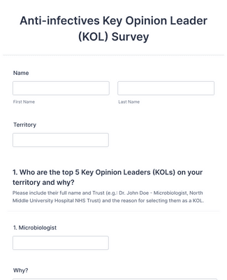 Anti-infectives Key Opinion Leader (KOL) Survey Form Template | Jotform