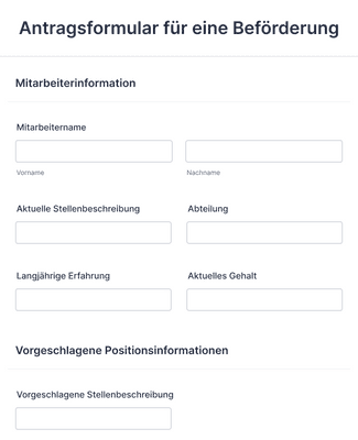 Antragsformular für eine Beförderung Formularvorlage | Jotform