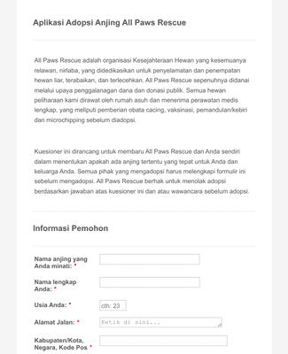 Aplikasi Adopsi Anjing Template Formulir | Jotform