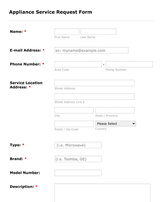 Appliance Service Request Form Template | Jotform
