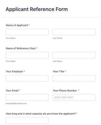 Applicant Reference Form Template | Jotform