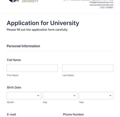 University Application Form Template | Jotform