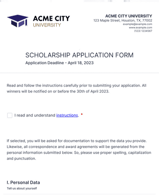 Scholarship Application Form Template | Jotform
