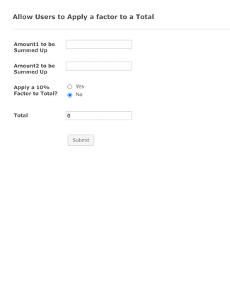 Apply a Percentage to a calculation Total Form Template | Jotform