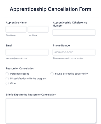 Apprenticeship Cancellation Form Template | Jotform