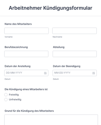 Arbeitnehmer Kündigungsformular Formularvorlage | Jotform