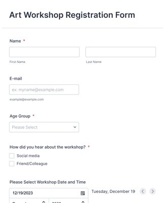 Art Workshop Registration Form Template | Jotform