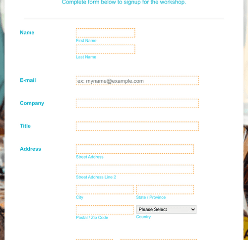 Art Workshop Registration Form - WorldPay UK Payment Form Template ...