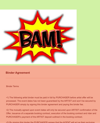 Artist Binder Agreement Form Template | Jotform
