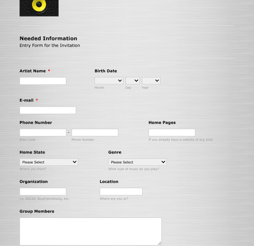 Feature Artist Registration Form Template | Jotform