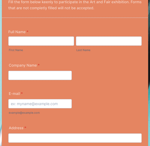 Arts and Craft Fair Application Form with Verifone payment gateway Form ...
