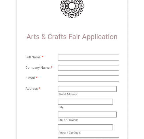 Arts & Crafts Fair Application Form Template | Jotform