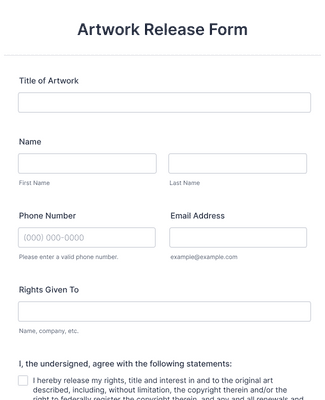 Artwork Release Form Template | Jotform