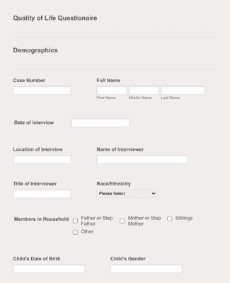 Process of Interview -Quality of Life Questionaire Form Template | Jotform