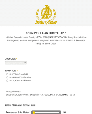 ASR - FORM PENILAIAN JURI TAHAP 3 Template Formulir | Jotform