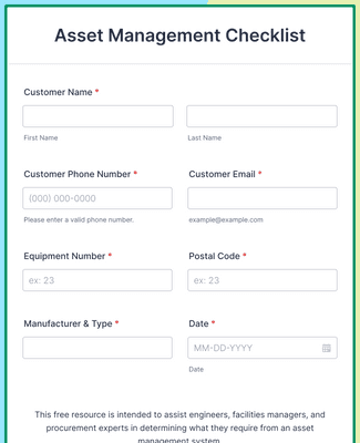 Asset Management Checklist Form Template | Jotform