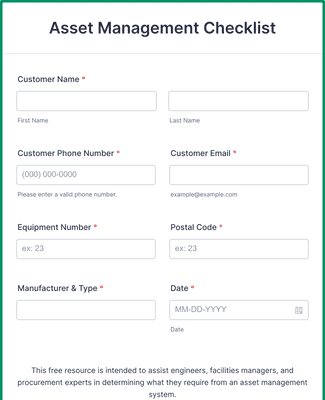 Asset Management Checklist Form Template | Jotform