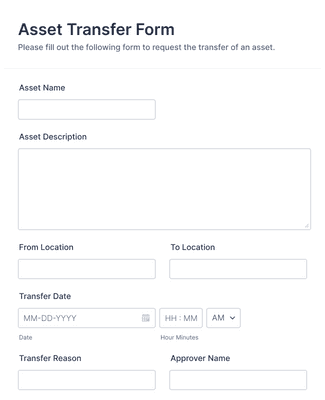Asset Transfer Form Template | Jotform